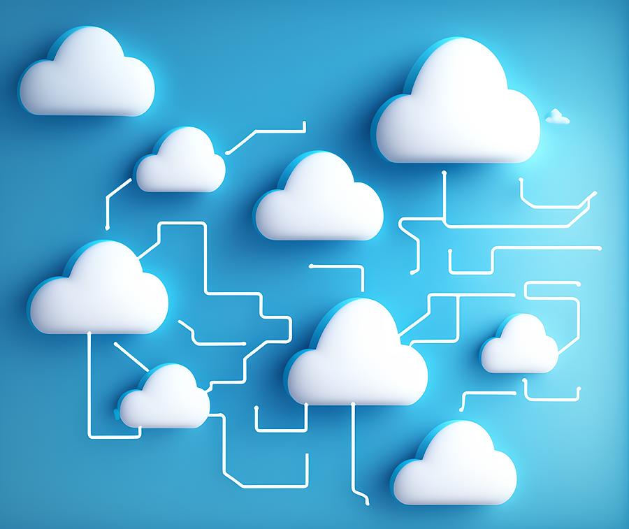 Cloud Computing Technology, Generative AI Illustration Digital Art by ...