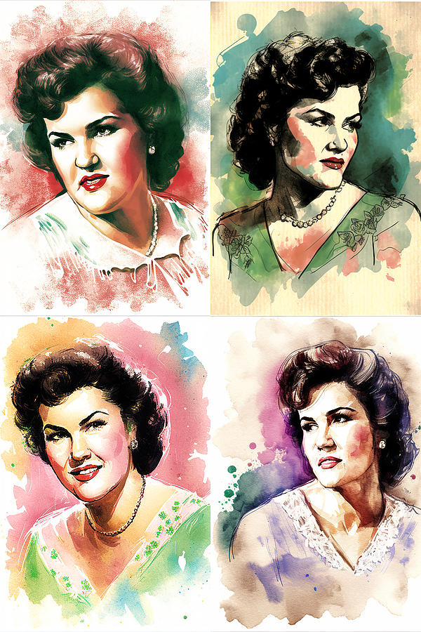 Patsy Cline Watercolour Grid Mixed Media by Stephen Smith Galleries ...
