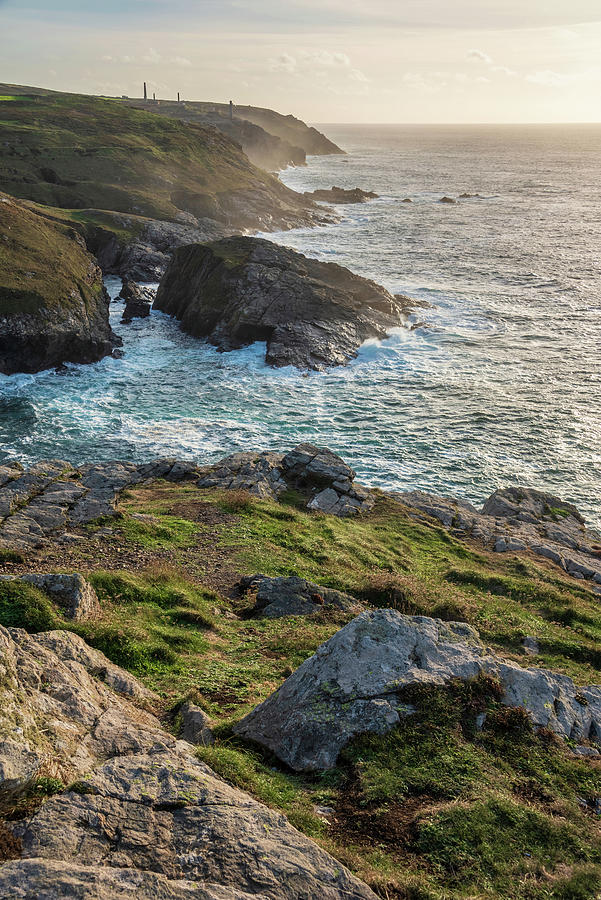Stunning sunset landscape image of Cornwall cliff coastline with Photograph by Matthew Gibson ...