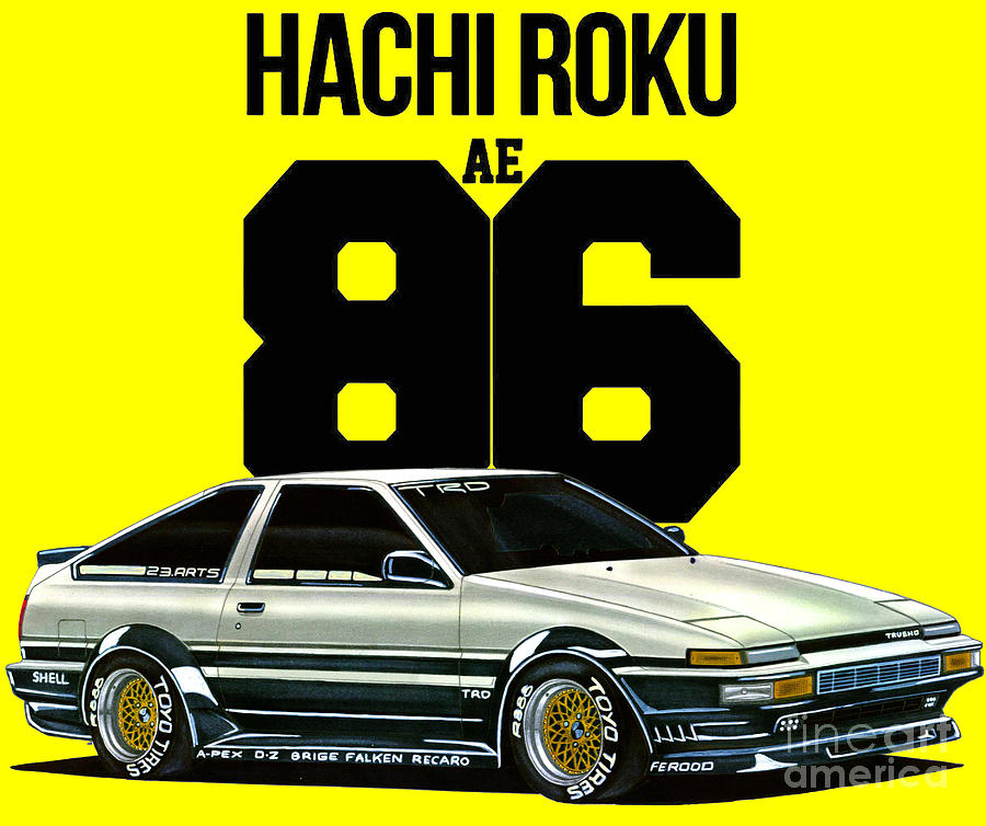 Toyota Corolla Levin Sprinter Trueno AE86 GT-Apex hachiroku Initial D #30 Drawing by Vladyslav ...