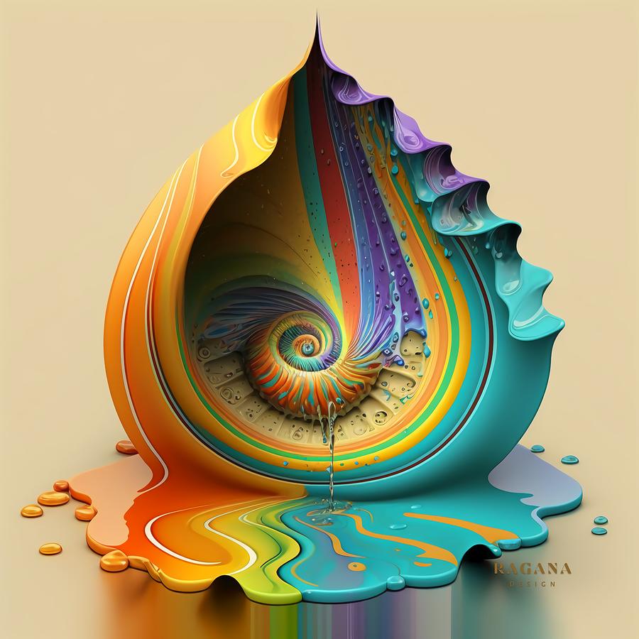 Exclusive Dripping Colourful Drop in Fibonacci Style for Wall Art, Home and Office Decor Drawing ...
