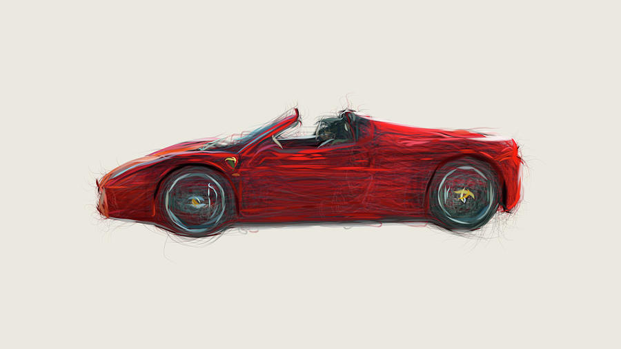 Ferrari 458 Spider Car Drawing Digital Art by CarsToon Concept - Pixels