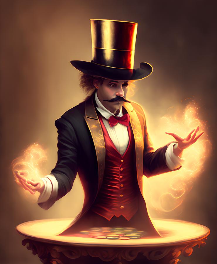 Magician, Generative AI Illustration Digital Art by Miroslav Nemecek ... Magician, Generative AI Illustration Digital Art by Miroslav Nemecek ...