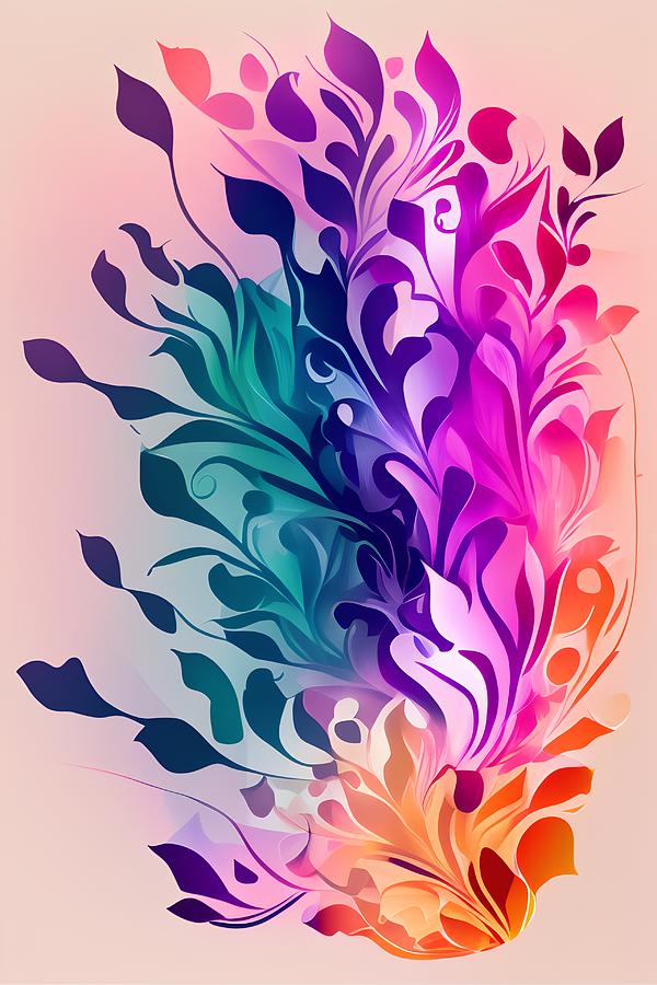 Abstract Floral Design, Generative AI Illustration Digital Art by ...