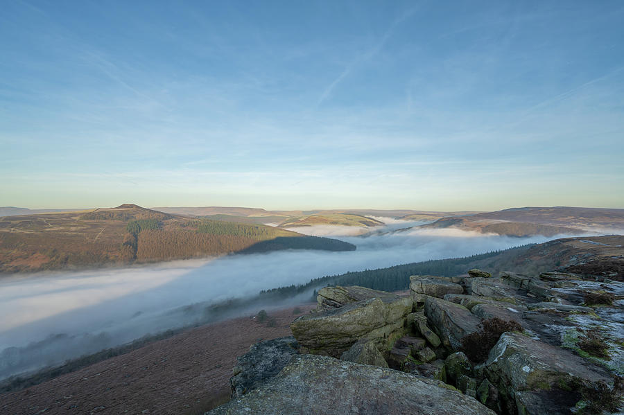 Bamford Edge sunrise cloud inversion in the Peak District National Park ...