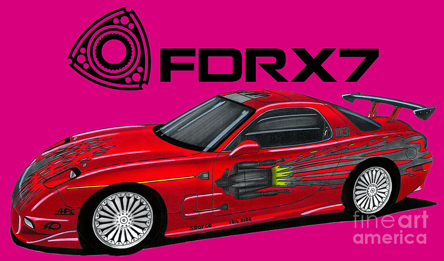 Exclusive art movie car jdm Mazda RX-7 FD rotary engine 13B REW Fast and the Furious Toretto ...