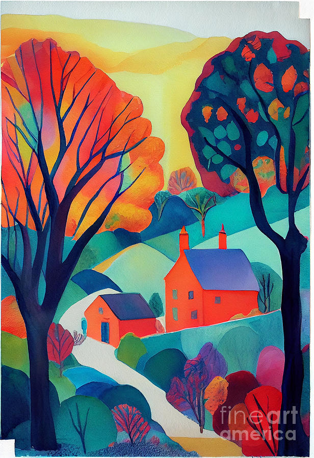 in the style of Alma Thomas Stunning landscape by Asar Studios Digital ...