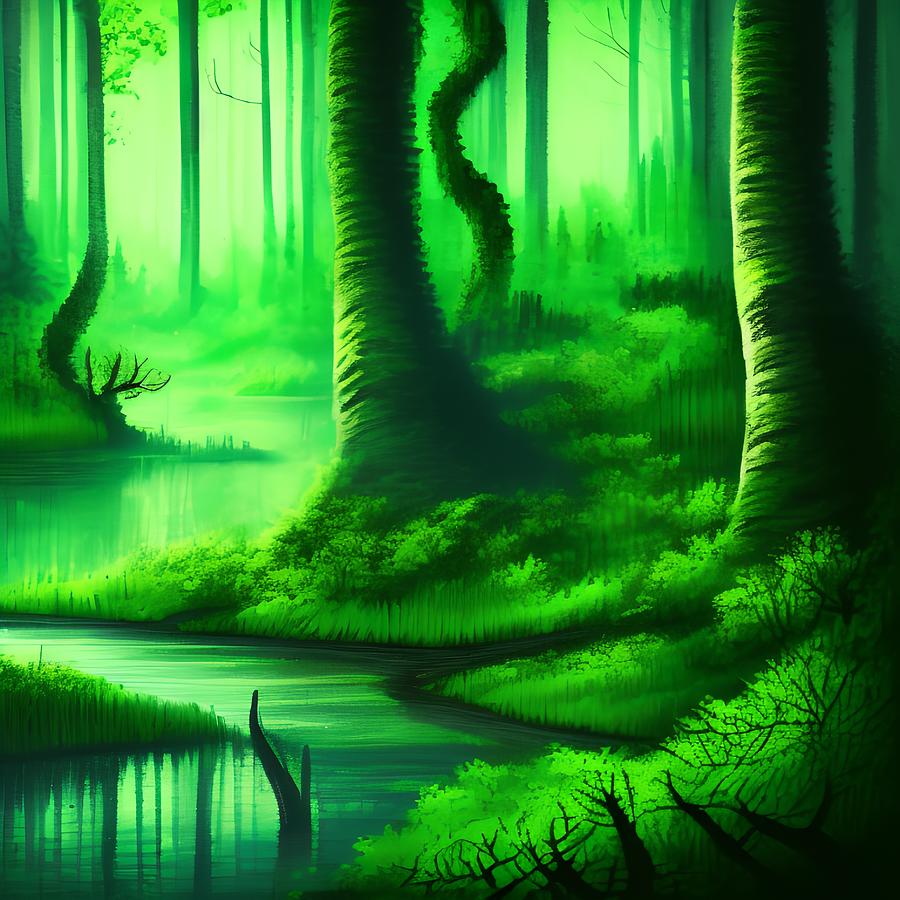 Mysterious Forest, Generative AI Illustration Digital Art by Miroslav Nemecek - Fine Art America