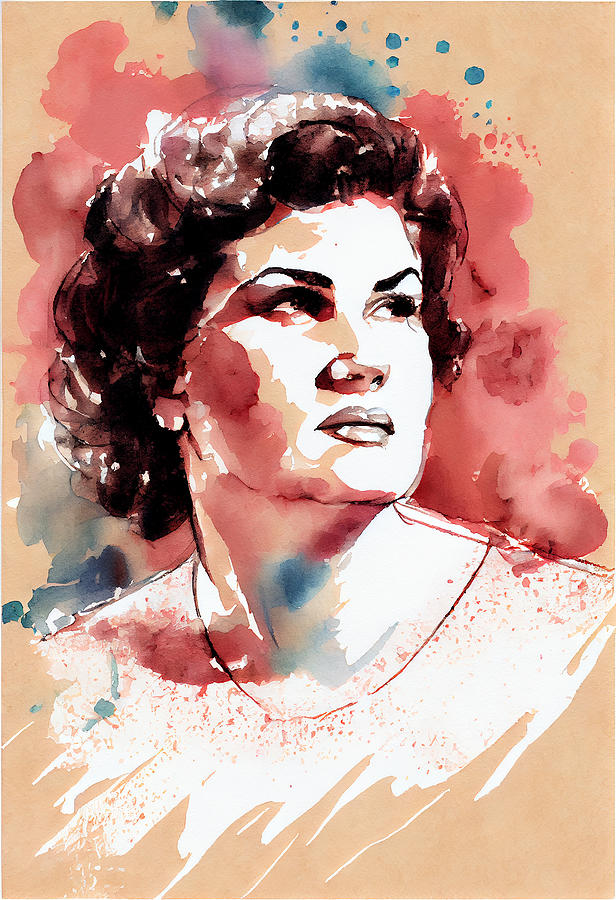 Patsy Cline Watercolour Mixed Media by Tim Hill - Pixels