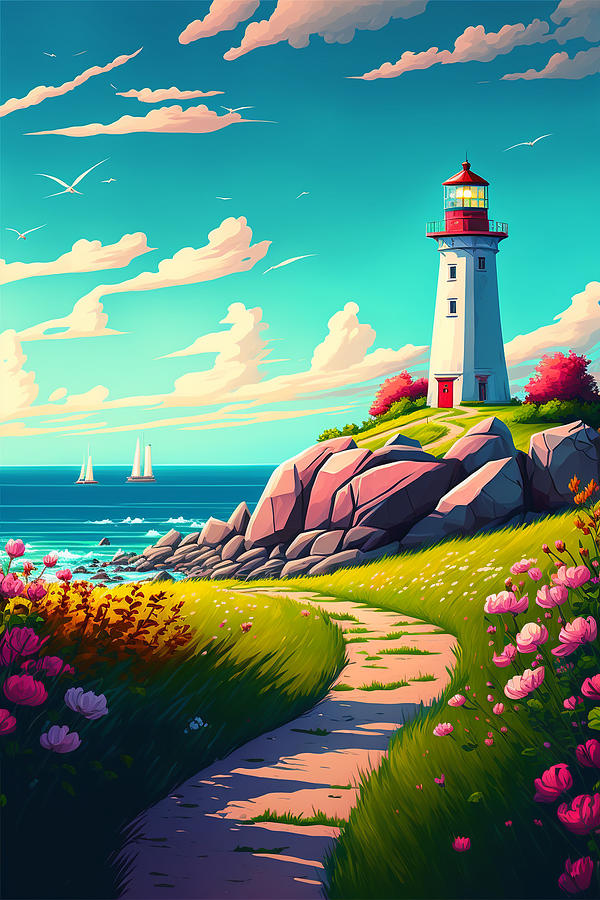 bright and colorful landscape on a beautiful da by Asar Studios ...