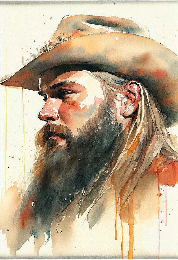 Chris Stapleton Watercolour Mixed Media By Tim Hill Fine Art America