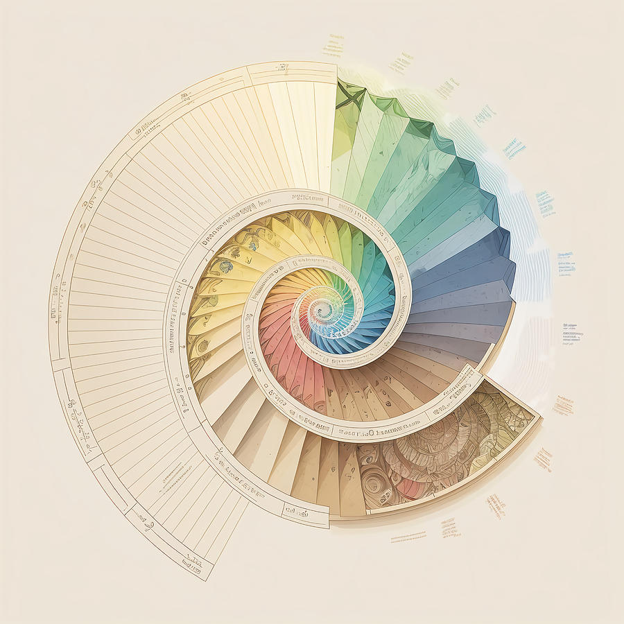 Coral Sacred Fibonacci Style Spiral Infographic Abstract Digital Art by ...