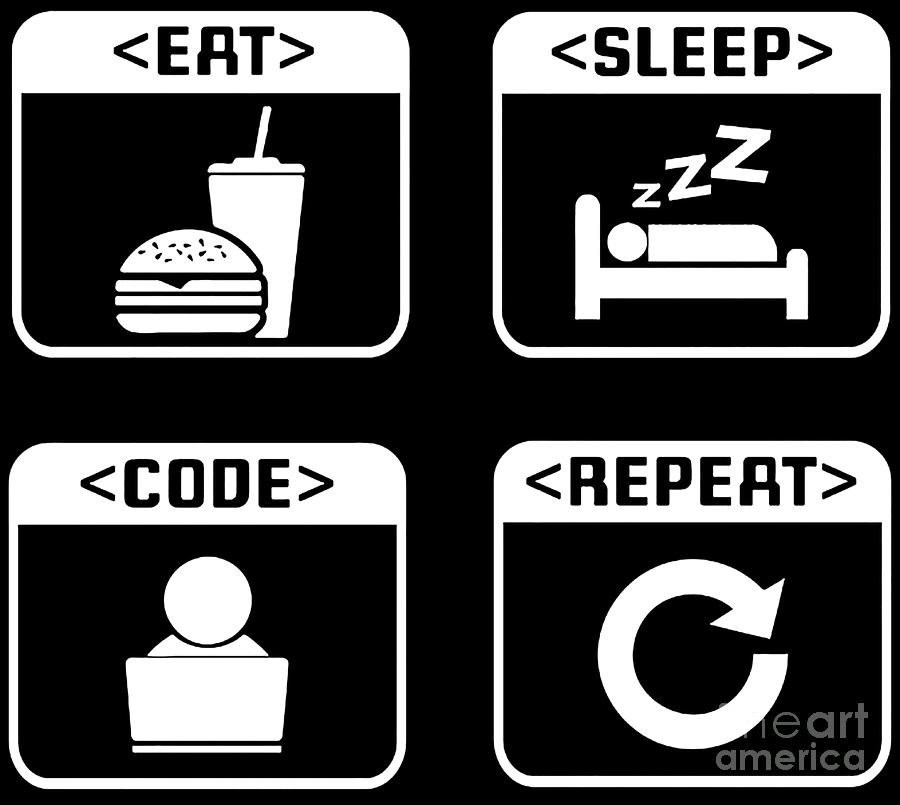 Eat Sleep Code Repeat Digital Art by Low Angela | Fine Art America