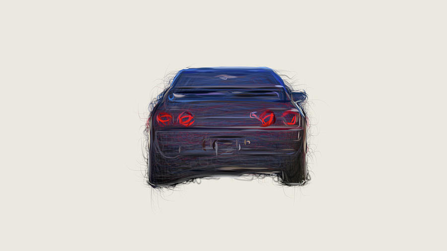 Nissan Skyline GT R Drawing Digital Art by CarsToon Concept - Fine Art ...