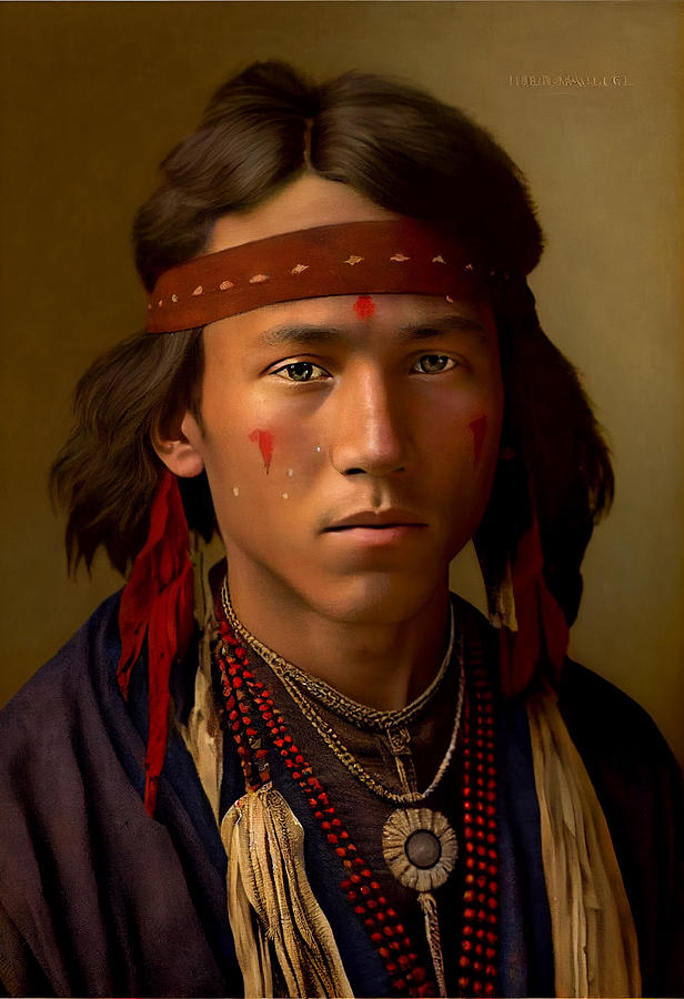 Very handsome young native American Indian boy by Asar Studios Digital ...