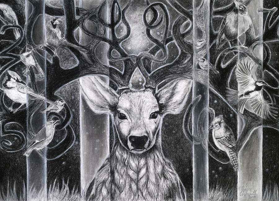 9 Point Buck Drawing by Michael Courville - Pixels