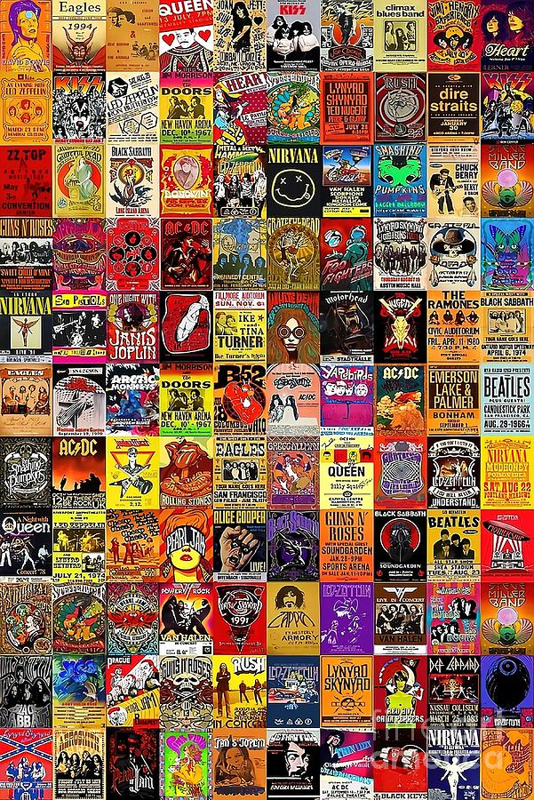 A Collage Of Band Rock Tapestry - Textile by Samantha Luke - Pixels