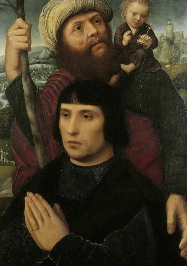 A Donor with Saint Christopher and the Christ Child Painting by Adriaen Isenbrandt - Pixels