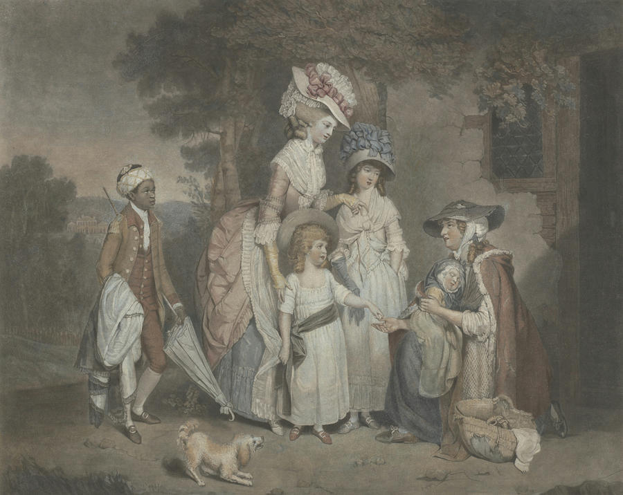 A Lady and her Children Relieving a Cottager Drawing by John Raphael Smith - Fine Art America