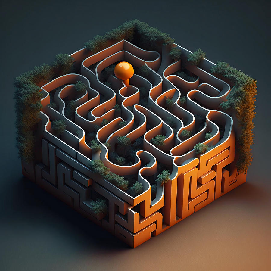 A maze with an orange ball Digital Art by Emporium OfGoods - Fine Art ...