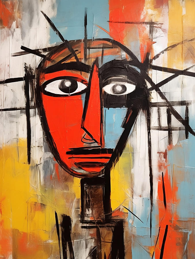 Abstract Alchemy- Basquiat and Picasso's Influence in Colorful AI Faces Digital Art by ...