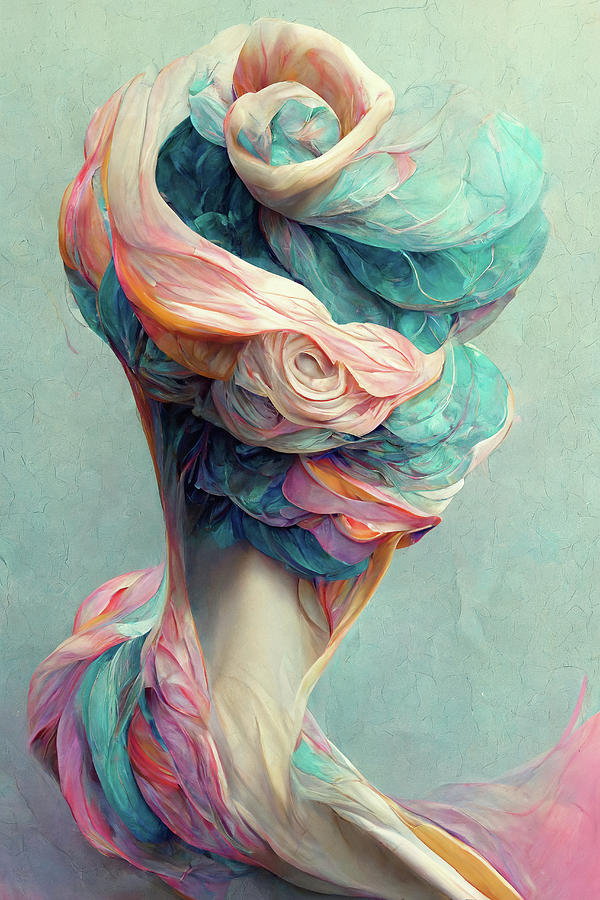 Abstract background of pastel colored shapes in humanlike form Digital ...