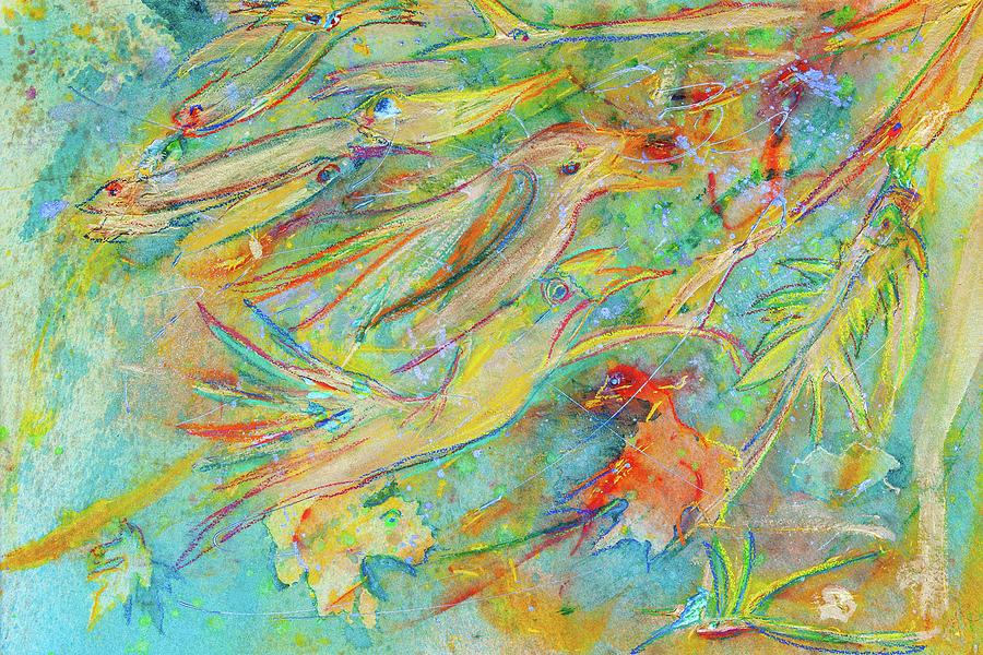 Abstract Bird Frenzy Mixed Media by Char Porter - Pixels