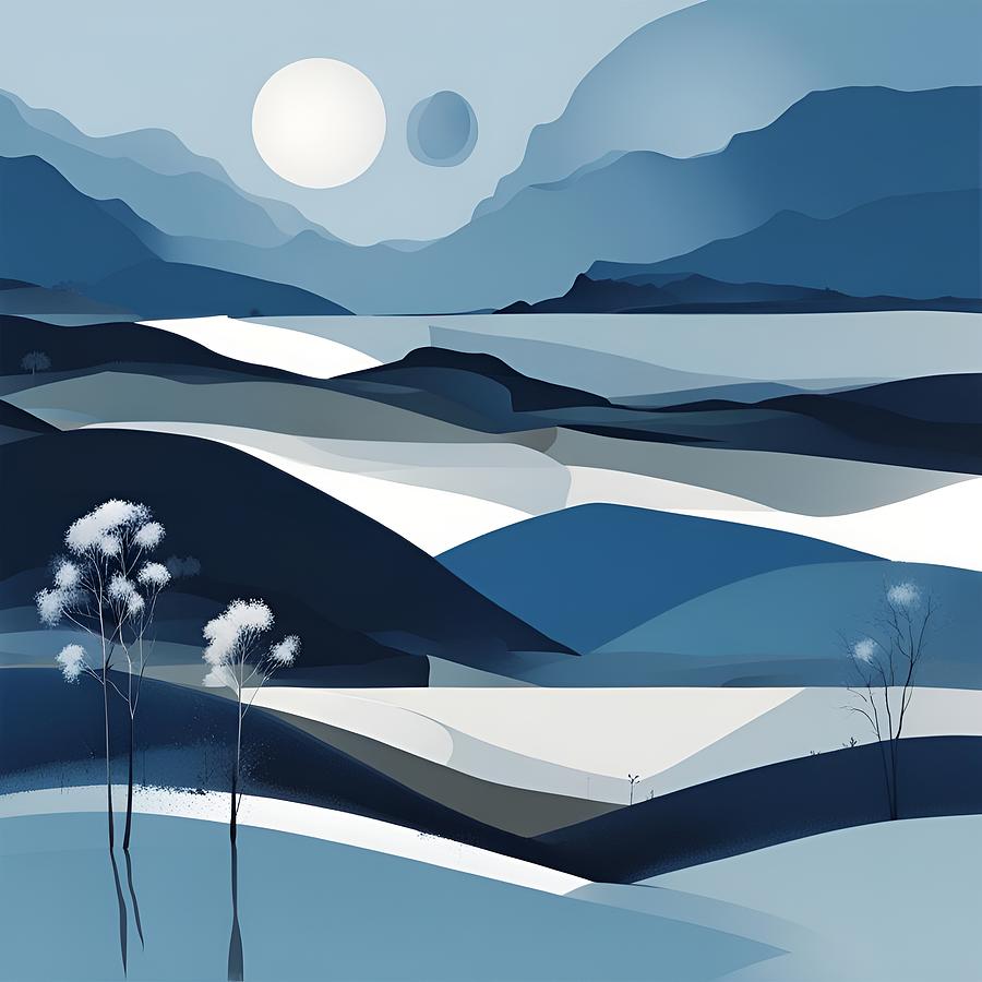 Abstract Blue Landscape Painting by CIKA Artist - Fine Art America