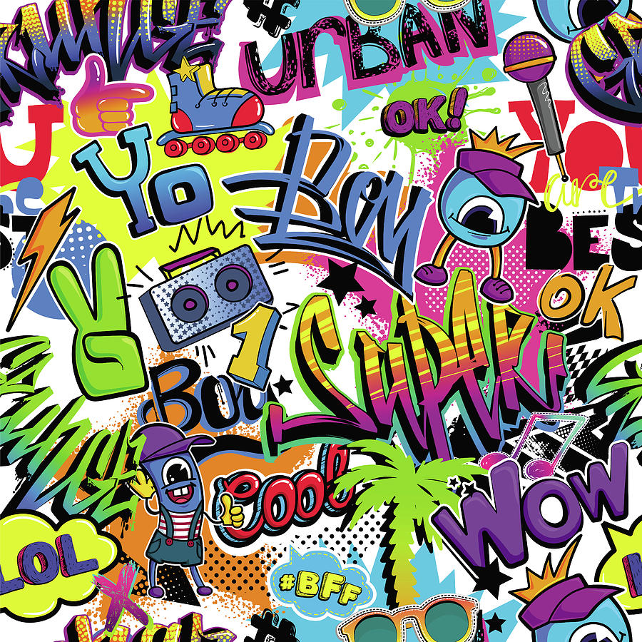 Abstract comics pattern palm tree Digital Art by Herbert | Pixels