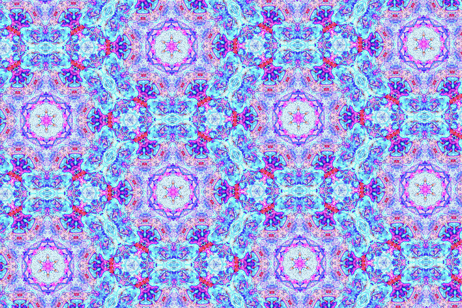 Abstract Repeating Pattern in Purple, Pink and Turquoise Mixed Media by ...