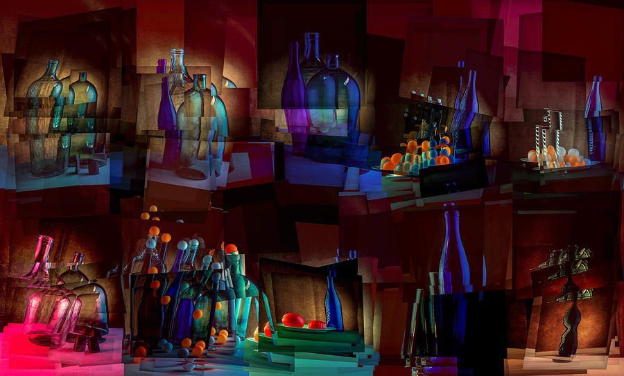 Abstract still life collage with glassware and balls Digital Art by ...