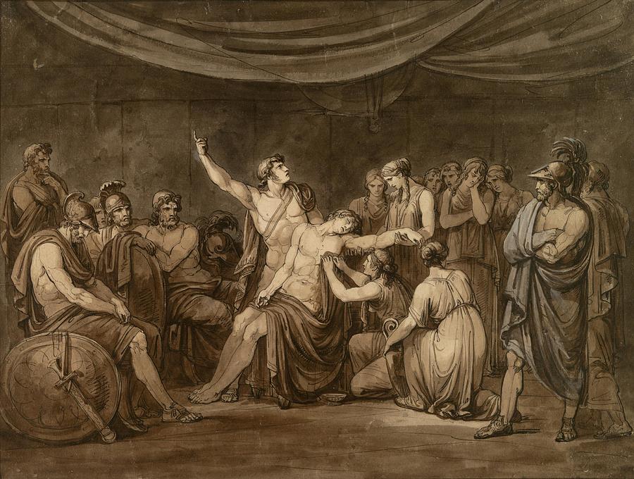 Achilles Swears An Oath To Avenge The Dead Patroclus Killed By Hector Drawing By Bartolomeo