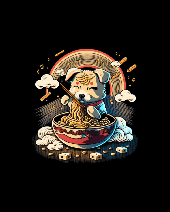 Adorable Kawaii Dog Eating Ramen Gifts Digital Art by Orgence Matungwa ...