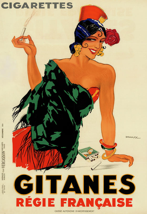 Advertising poster for Cigarettes Gitanes Painting by Jules Isnard ... Advertising poster for Cigarettes Gitanes Painting by Jules Isnard ...