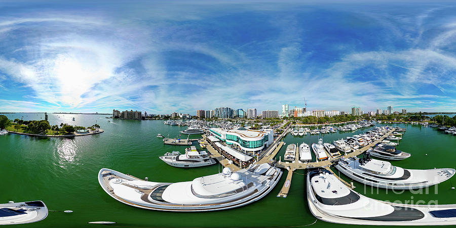 Aerial drone 360 equirectangular spherical panorama Marina Jack ...