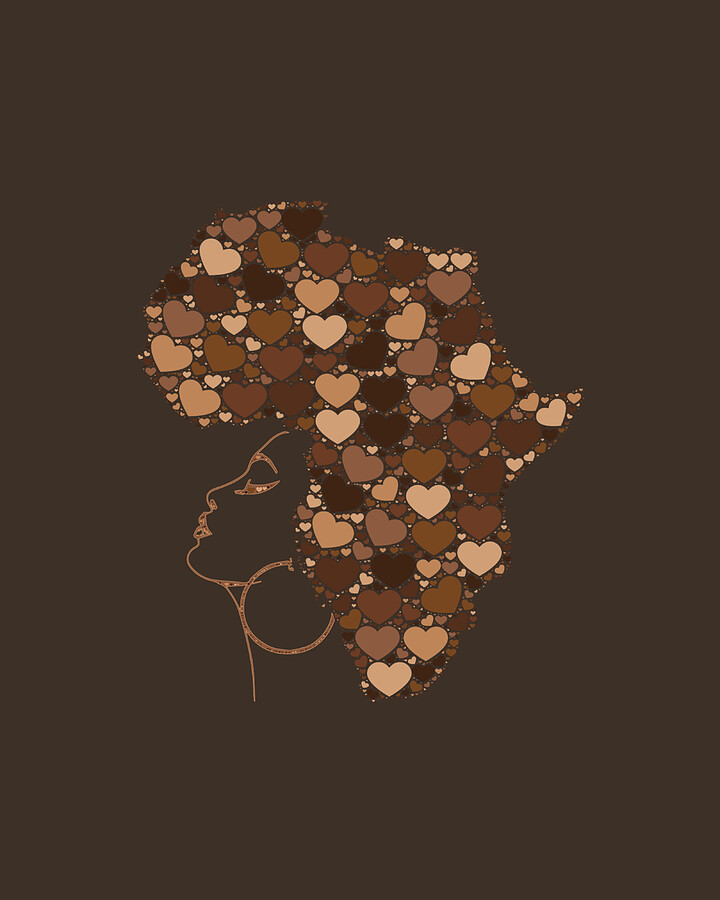 Africa Map Pride Heart for Women Girls Black History Month Digital Art ...