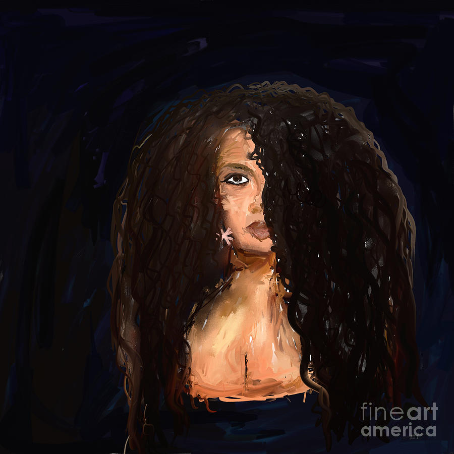 African Ethnic female face portrait Painting by Kartick Dutta | Pixels