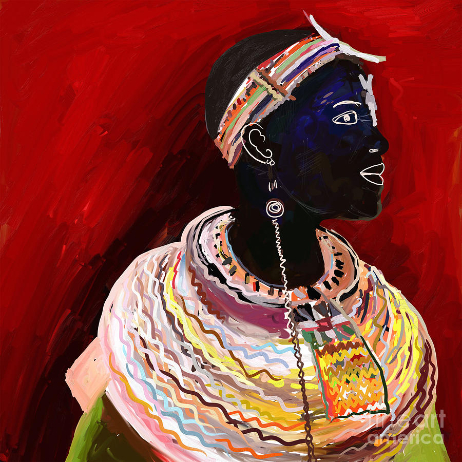 African Ethnic Girl Painting by Kartick Dutta - Pixels