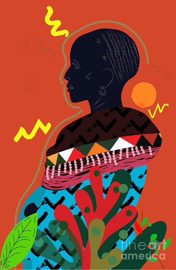 African Masia woman in ancient clothes and jewellery painting Painting by Kartick Dutta | Fine ...