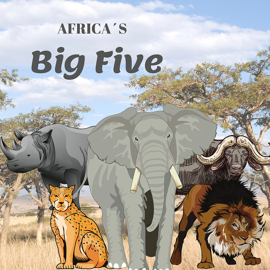 Africax27s Big Five Poster aesthetic Painting by Adrian Olivia - Pixels