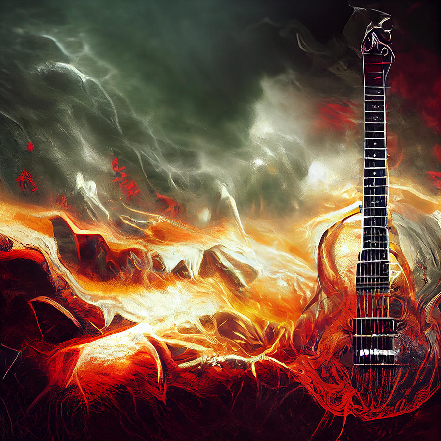 Aggressive Metal Guitar 8 Strings Digital Art by Ngoc Tuan Nguyen | Pixels