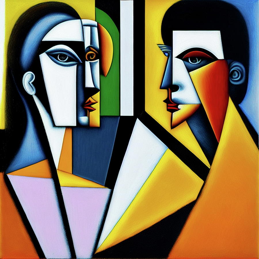 AI-Generated Cubist Portrait of a Couple Digital Art by Luigi Petro - Fine Art America