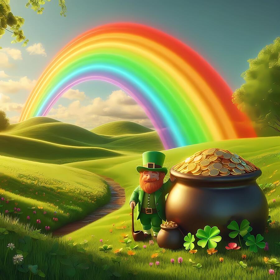 Ai Leprechaun Rainbow And Pot Of Gold Digital Art By Karen A Wise Fine Art America