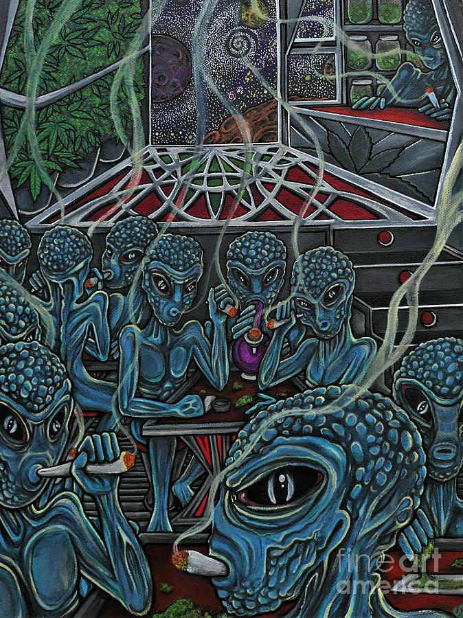 Alien Cafe Painting by Sam Hane - Fine Art America