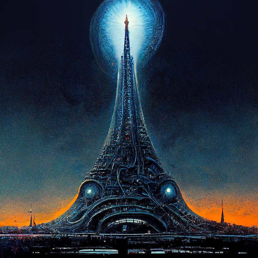 Alien Eiffel Tower Digital Art by Retro Sci-Fi - Pixels