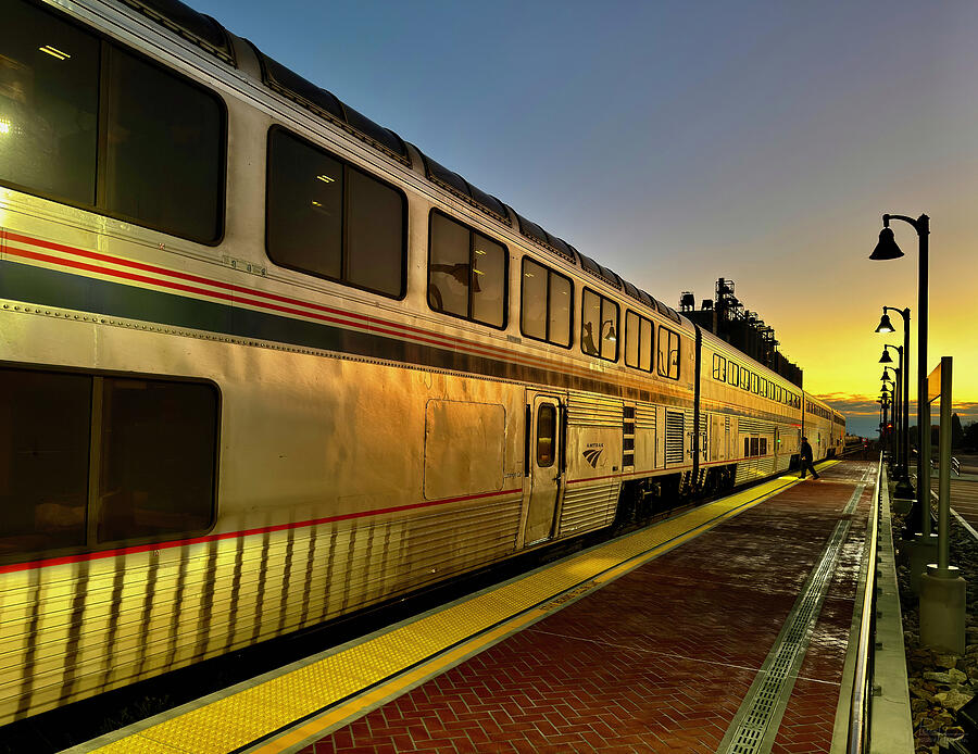 All Aboard - Amtrak Empire Builder prepares to depart from Rugby ND Depot Photograph by Peter ...