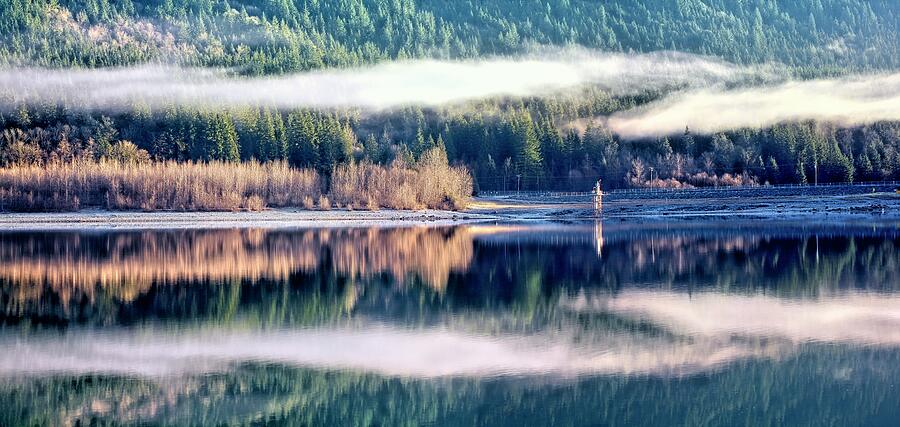 Alouette Lake Mist Panorama Photograph by Ian McAdie - Fine Art America