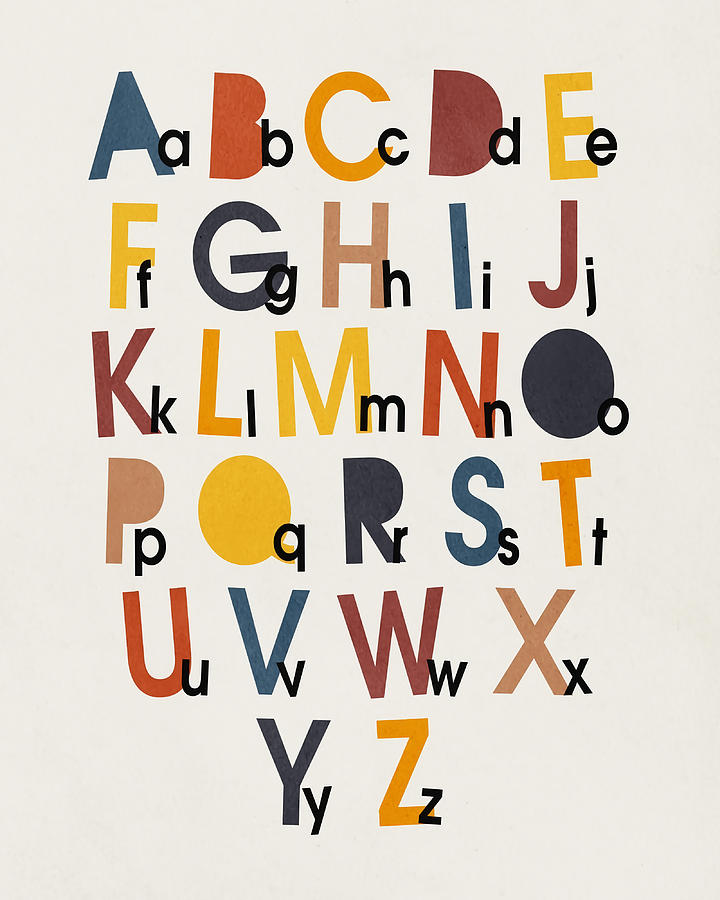 Alphabet Abstract Mid century modern kids wall Painting by Clark ...