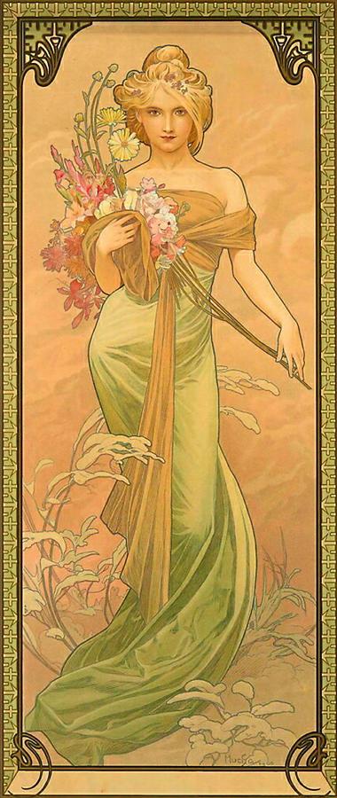 Alphonse Mucha - The seasons, Spring Painting by Alphonse Mucha - Fine ... Alphonse Mucha - The seasons, Spring Painting by Alphonse Mucha - Fine ...