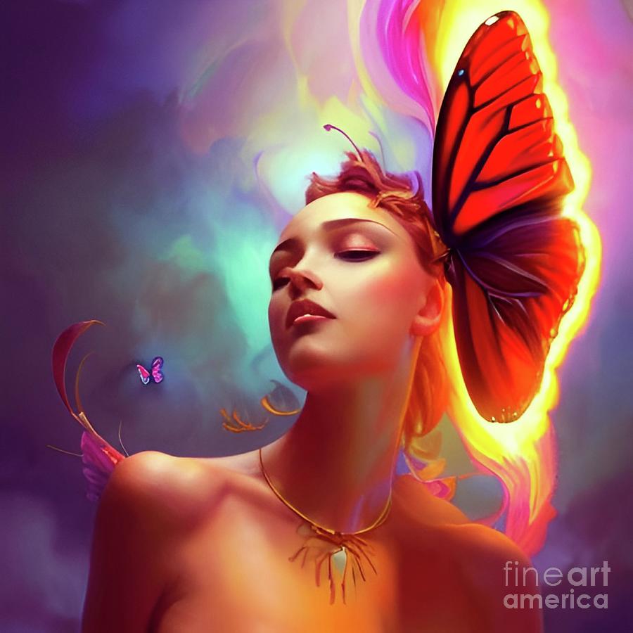 Althea Beautiful Butterfly Woman Art Digital Art By Artsyhands Fine
